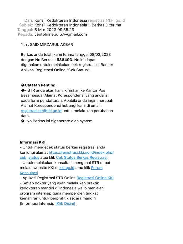 Cek Status Registrasi STR KKI | PDF