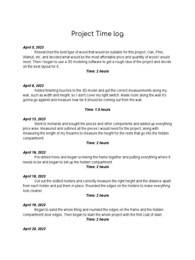 Project Time Log | PDF