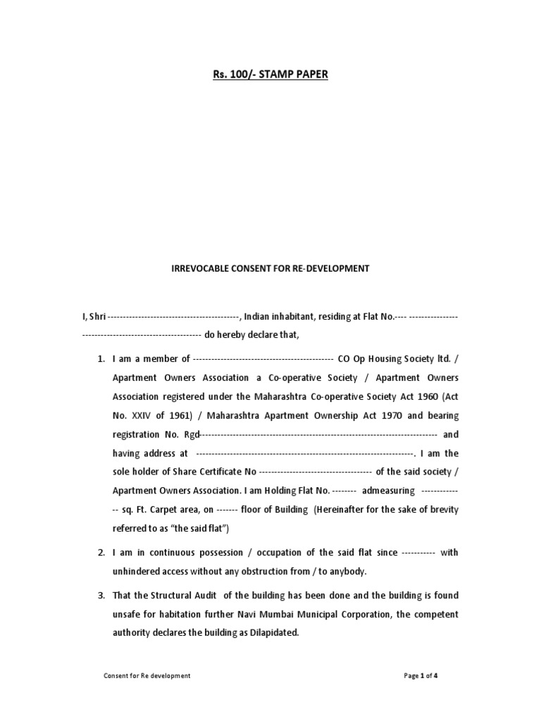 Irrevocable Consent for Redevelopment | PDF | Government | Common Law