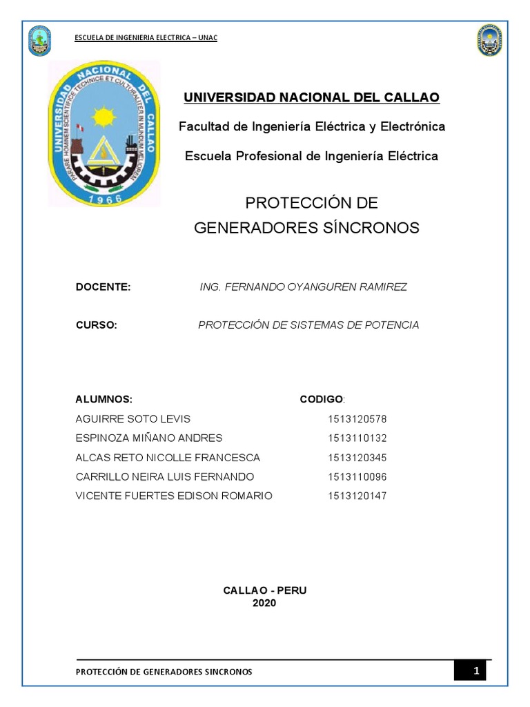Protección de Generadores Síncronos | PDF | Generador eléctrico | Ingenieria Eléctrica