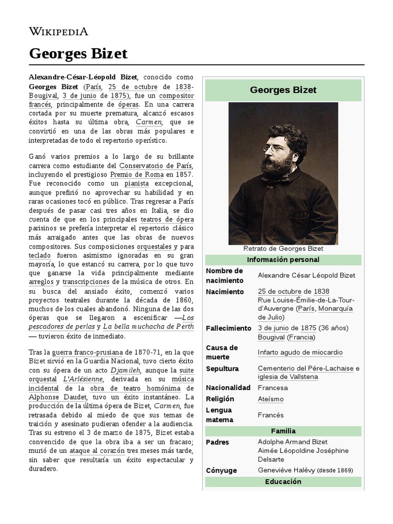 Georges Bizet | PDF | Las artes escénicas | Música clásica