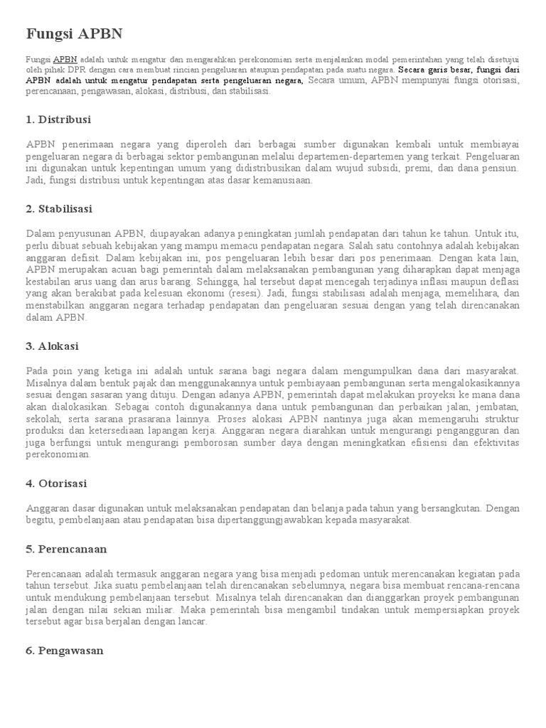 Fungsi APBN | PDF
