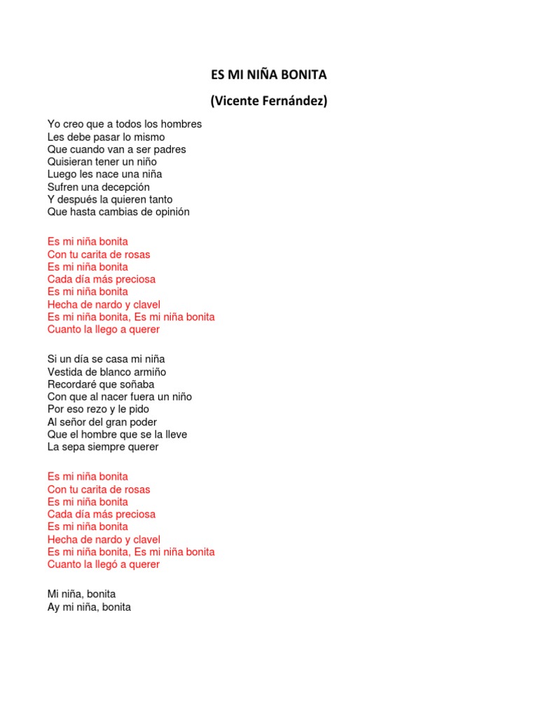 Es Mi Niña Bonita (Vicente Fernández) | PDF