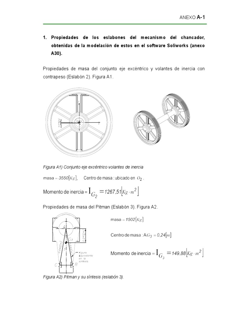 Propiedades de Los Eslabones Del Mecanismo Del Chancador, Obtenidas de La Modelación de Estos en ...