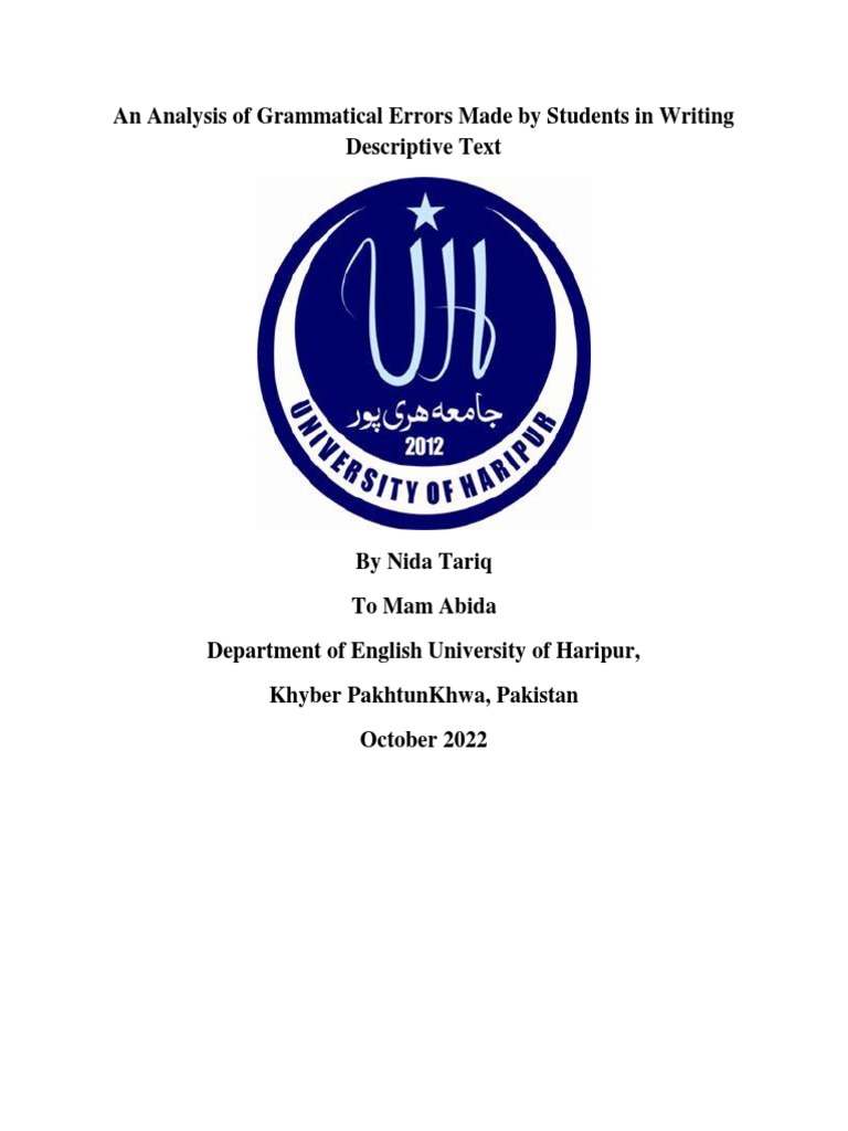An Analysis of Grammatical Errors Made by Students in Writing Descriptive Text | PDF | English ...