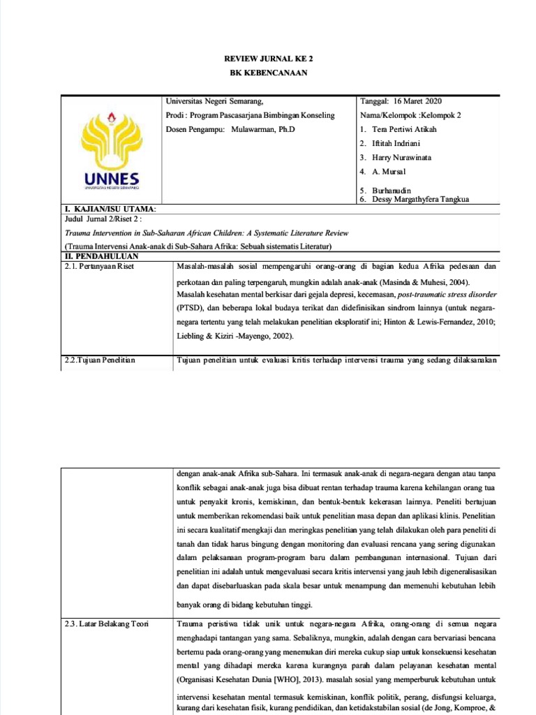 PDF Review Jurnal Ke 2 Soal No2 Tugas Kelompok BK Kebencanaan - Compress | PDF