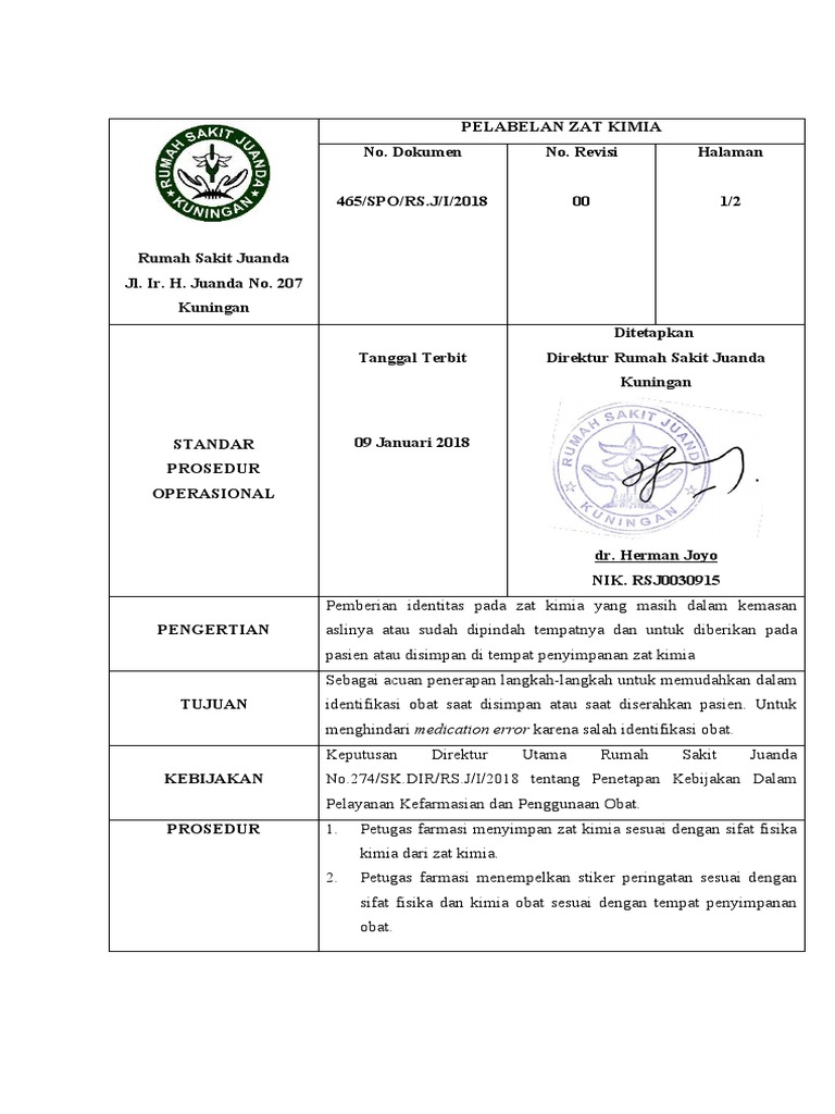 Spo Penempelan Label Zat Kimia | PDF