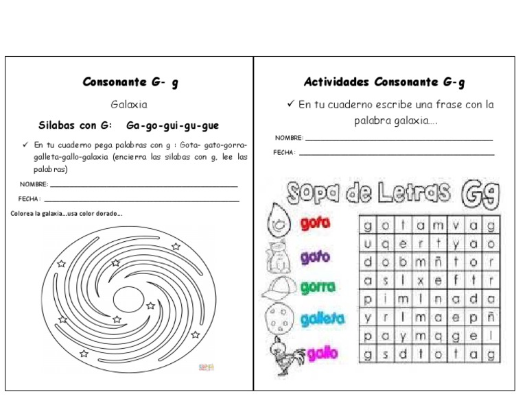 Actividades para la letra G | PDF