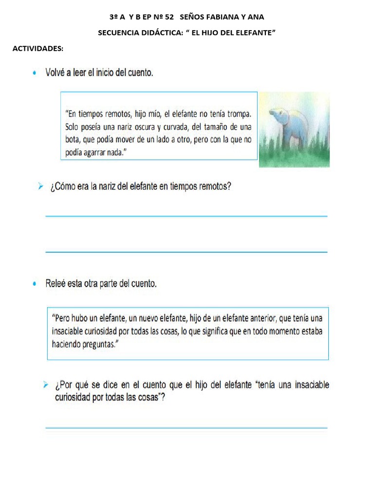 Secuencia El Hijo Del Elefante | PDF