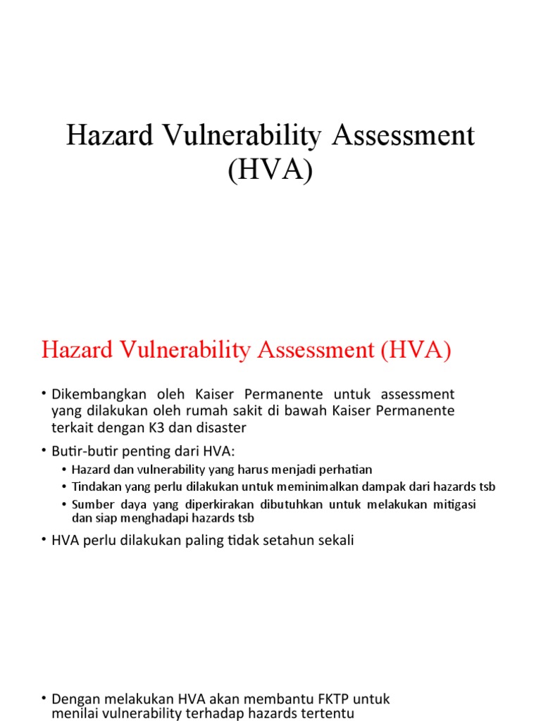 Hazard Vulnerability Assessment (HVA) | PDF
