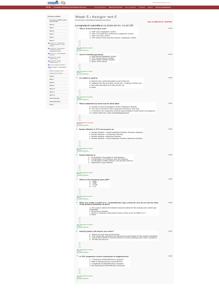 Computer Networks and Internet Protocol - Unit 7 - Week 5 | PDF ...