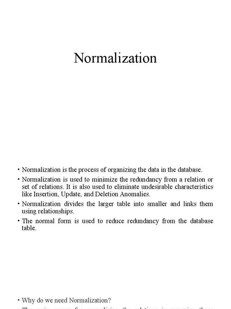 Normalization (1) | PDF