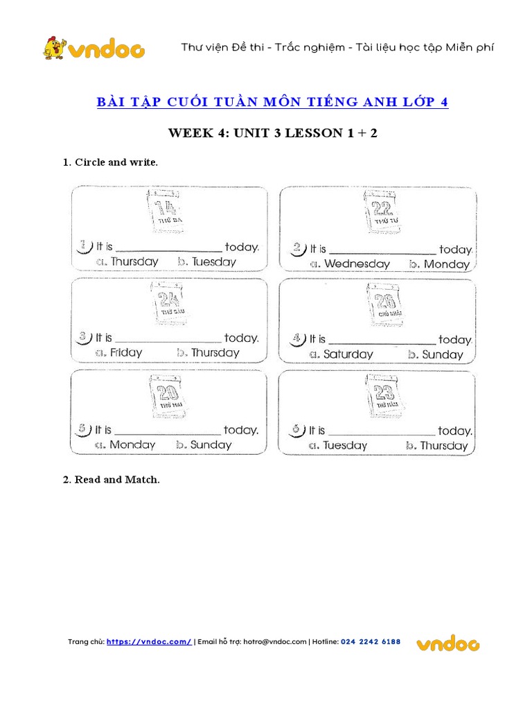 Bai Tap Cuoi Tuan Mon Tieng Anh Lop 4 Tuan 4 | PDF