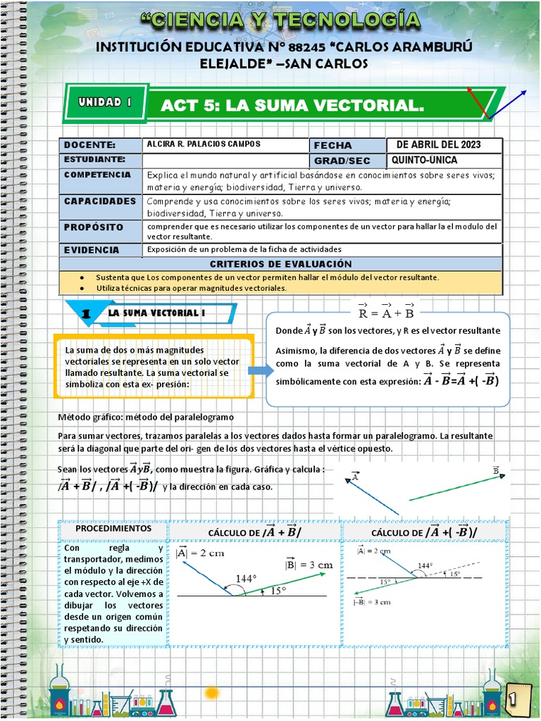 D5º Act 5-Cyt-U1 | PDF | Vector Euclidiano | Álgebra