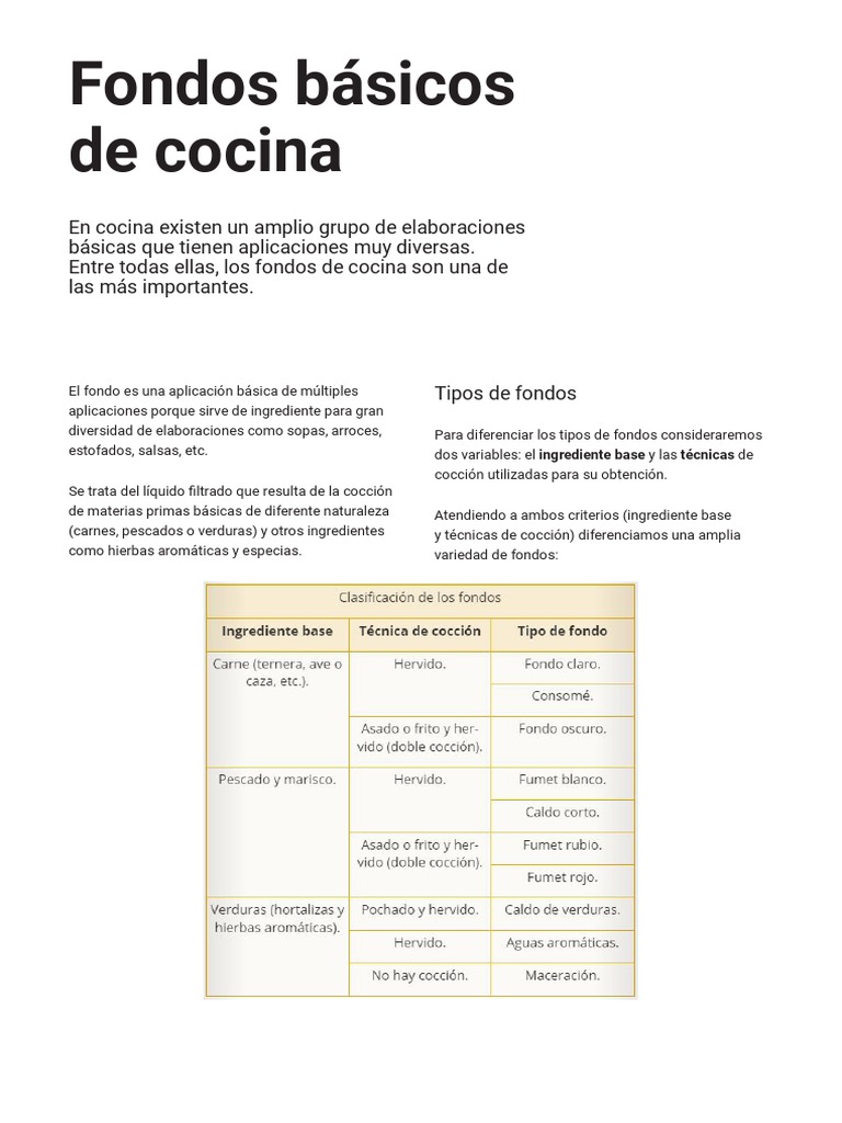 Fondos Básicos de Cocina | PDF | Caldo | Cocinando