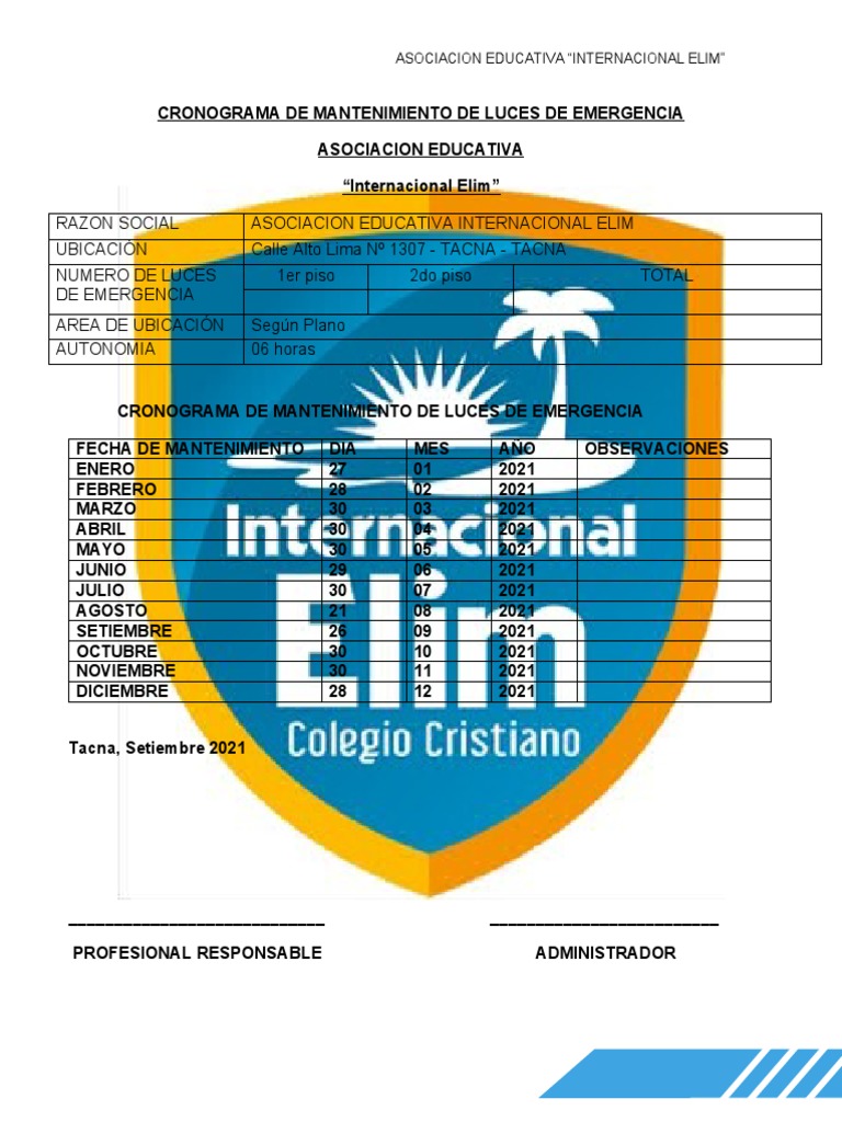 Asociacion Educativa "Internacional Elim" | PDF