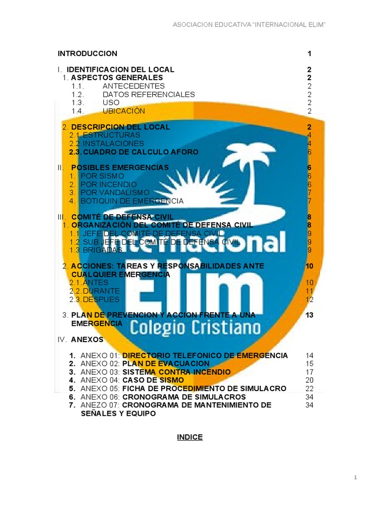 Asociacion Educativa "Internacional Elim" | PDF | Defensa Civil | Valores