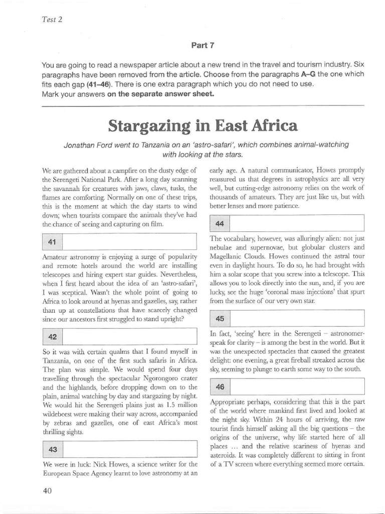Reading Test 2 Part 7 | PDF