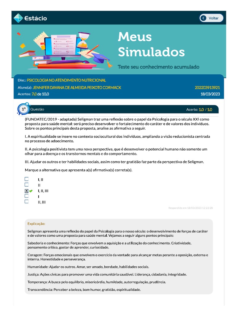 Simulado 2 Psicologia No Atendimento Nutricional | PDF