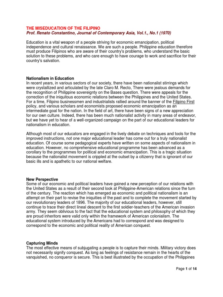 The Miseducation of the Filipino | Tagalog Language | Philippines