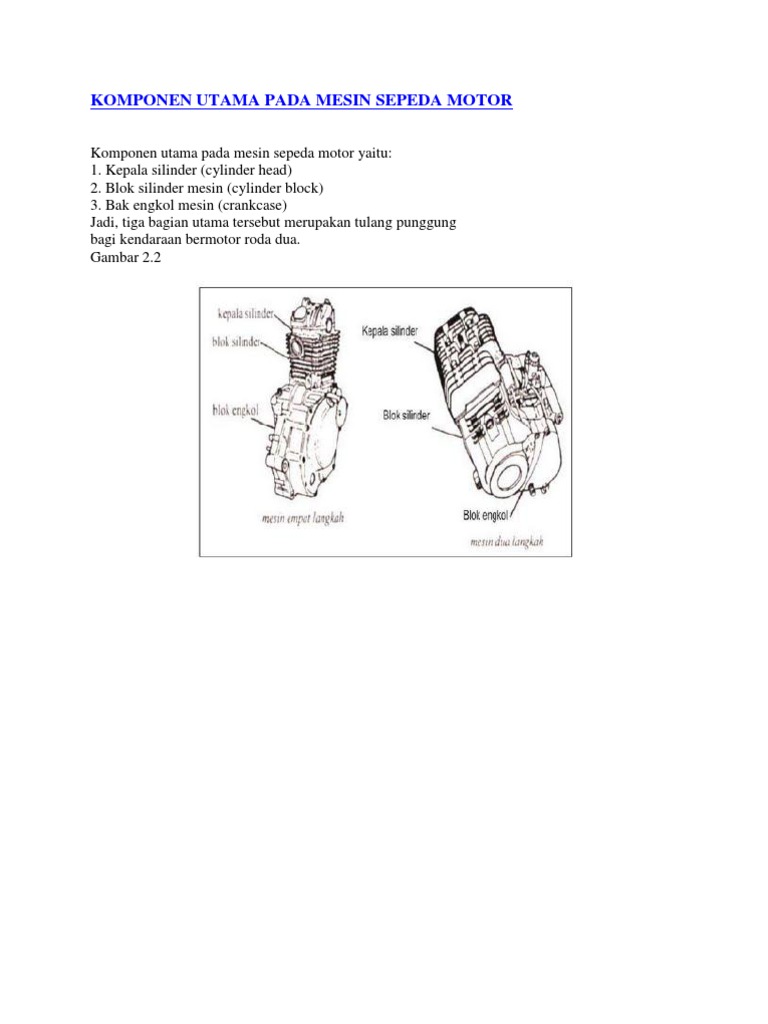 Komponen Utama Pada Mesin Sepeda Motor | PDF