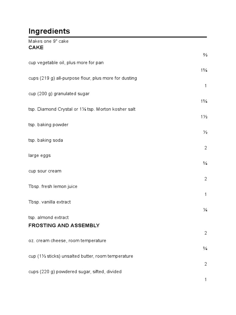 Vanilla Cake Recipe | PDF