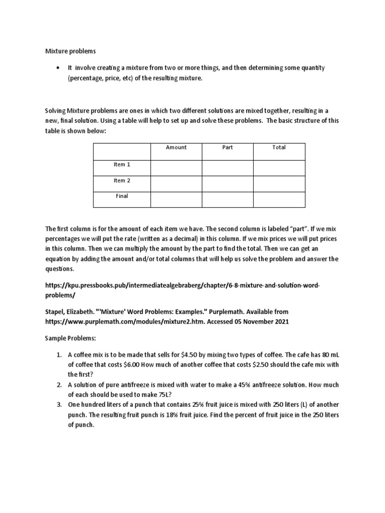 Mixture problem-WPS Office | PDF
