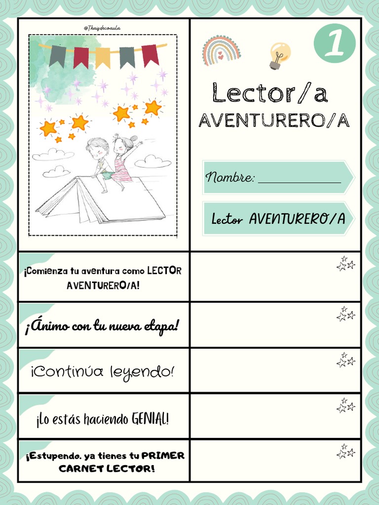 Carnet Lector Aventurero para Imprimir | PDF