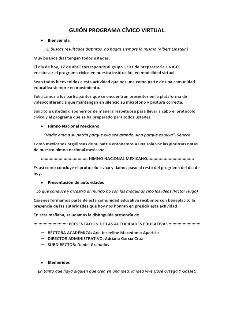 Guión Programa Cívico Virtual | PDF | infierno | Perséfone