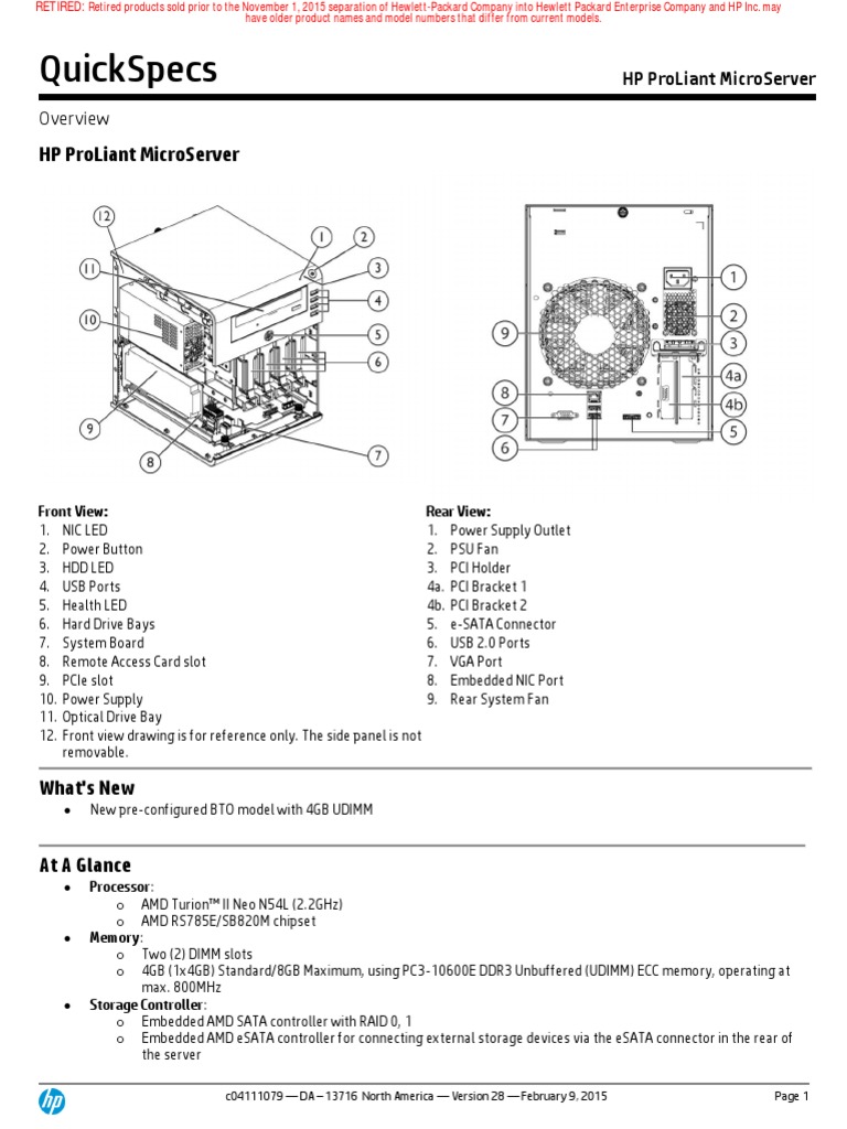 HP ProLiant MicroServer - Quick Specs | PDF | Hewlett Packard ...