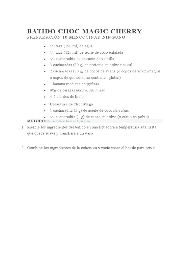 Batido Choc Magic Cherry | PDF