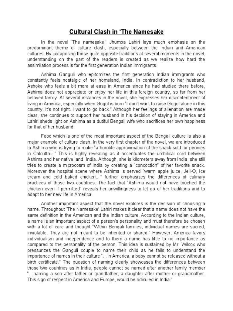 Cultural Clash - The Namesake | PDF