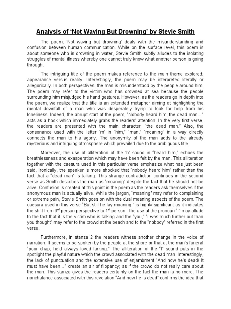 Analysis of Not Waving But Drowning | PDF | Poetry