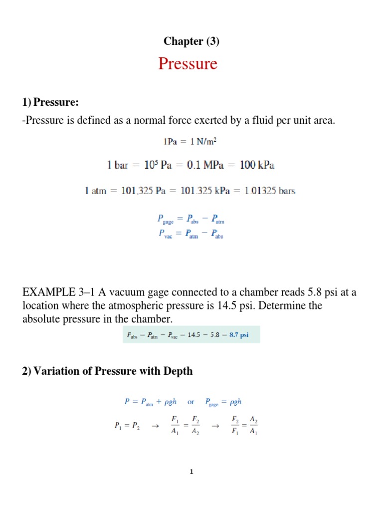 Sec - 2 Notes Part 2 | PDF | Pressure | Pressure Measurement