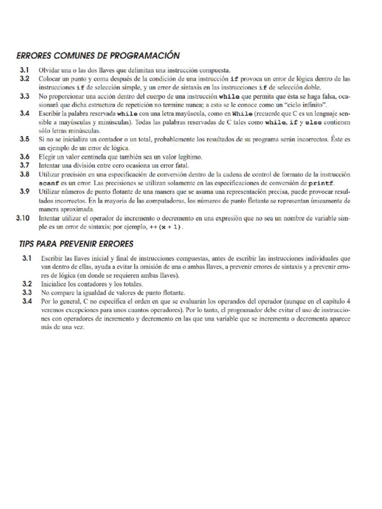 Errores de Programacion en C | PDF