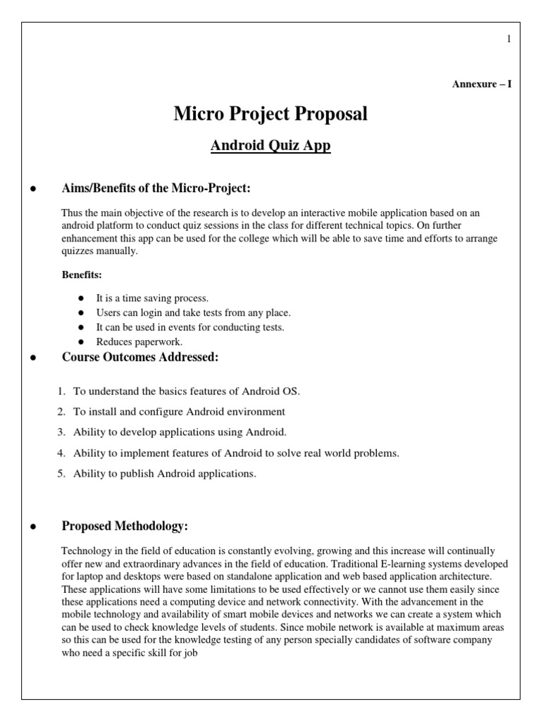 Android Quiz App Development Proposal | PDF | Application Software ...