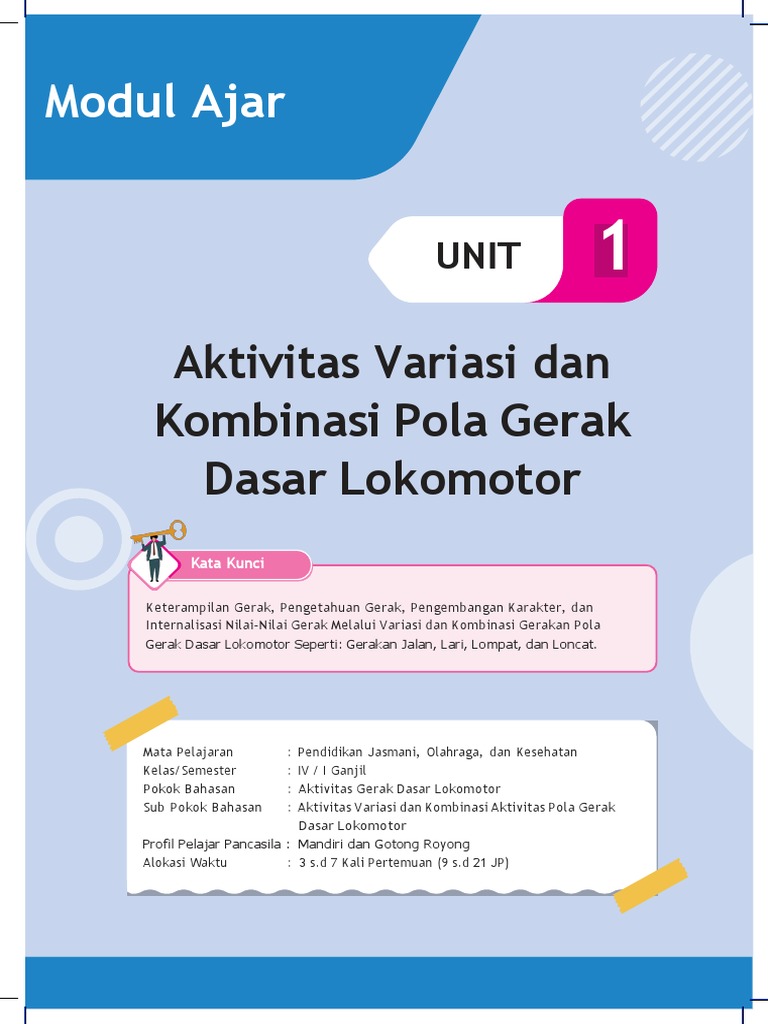 Modul Ajar: Aktivitas Variasi Dan Kombinasi Pola Gerak Dasar Lokomotor | PDF