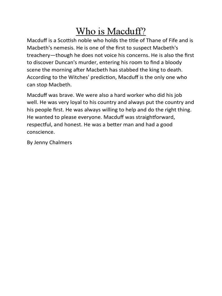 Who Is Macduff? | PDF | Mystery, Thriller & Crime Fiction | Young Adult