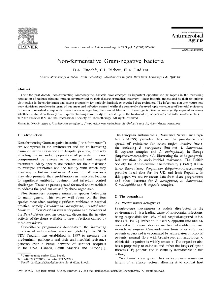 Non-Fermentative Gram-Negative Bacteria | PDF | Antimicrobial Resistance | Beta Lactamase