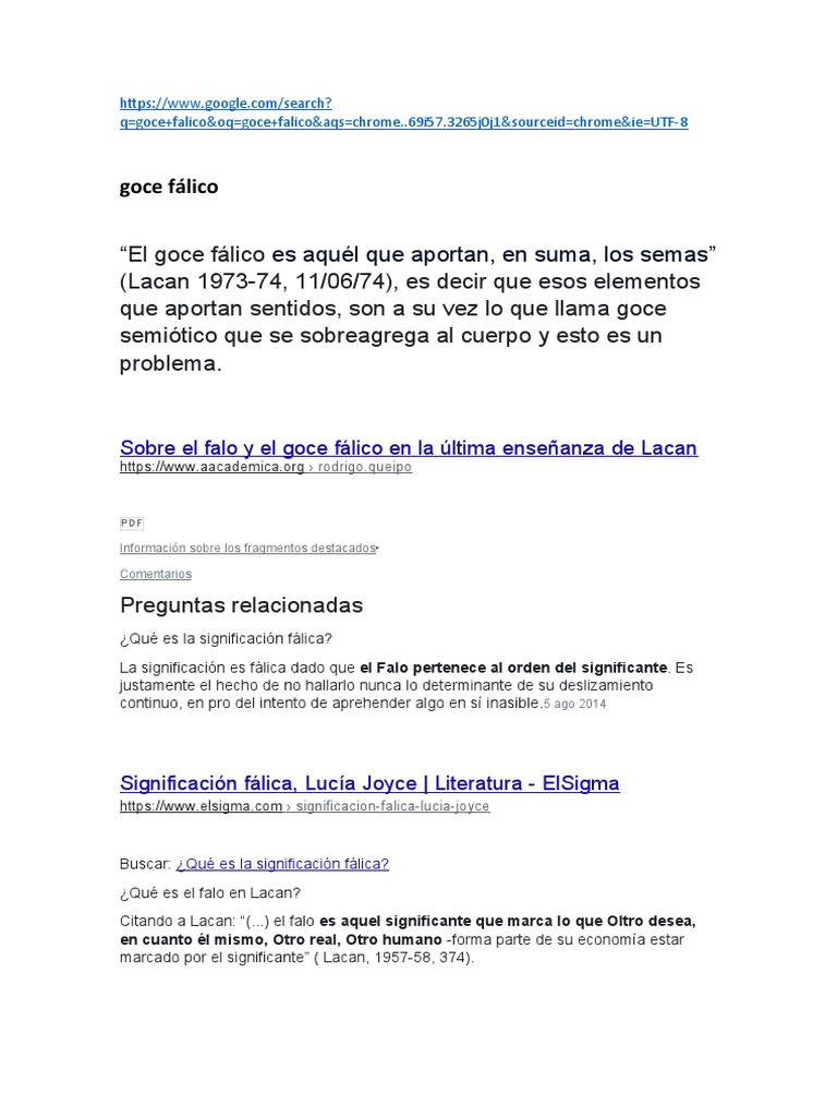 Goce fálico en la enseñanza de Lacan | PDF | Jacques Lacan | Psicoanálisis