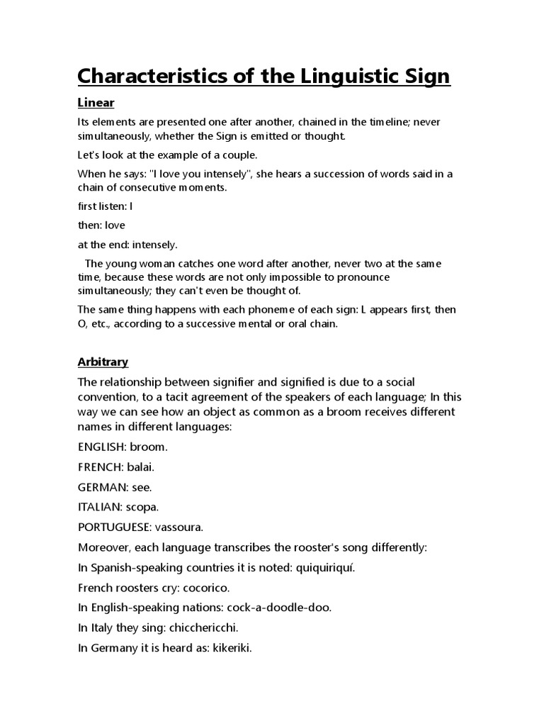 Characteristics of Linguistic Signs | PDF | Word | English Language