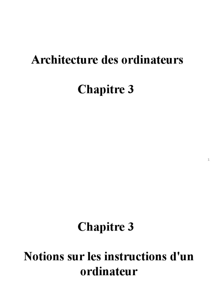 Architecture Des Ordinateurs Chapitre 3 | PDF | Assembleur | Langage de programmation
