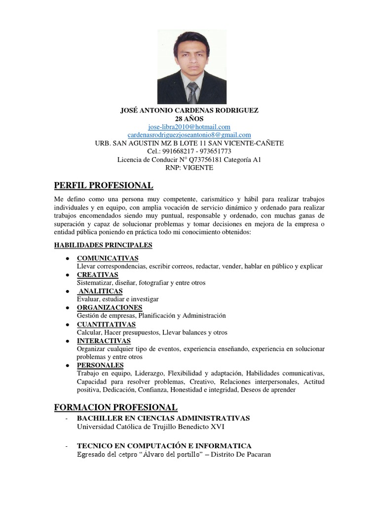 CV JOSE ANTONIO CARDENAS RODRIGUEZ DOCUMENTADO 2022 | PDF | Logística | Perú
