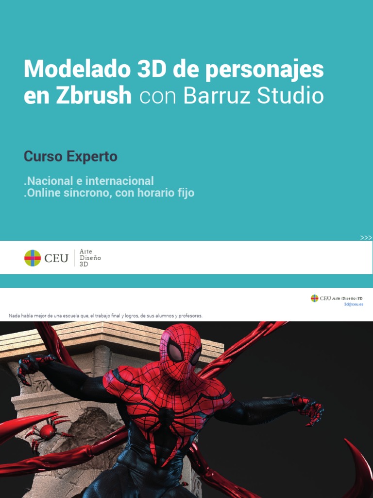 Modelado 3d de Personajes en Zbrush | PDF | Gráficos de computadora 3 D | Enseñando