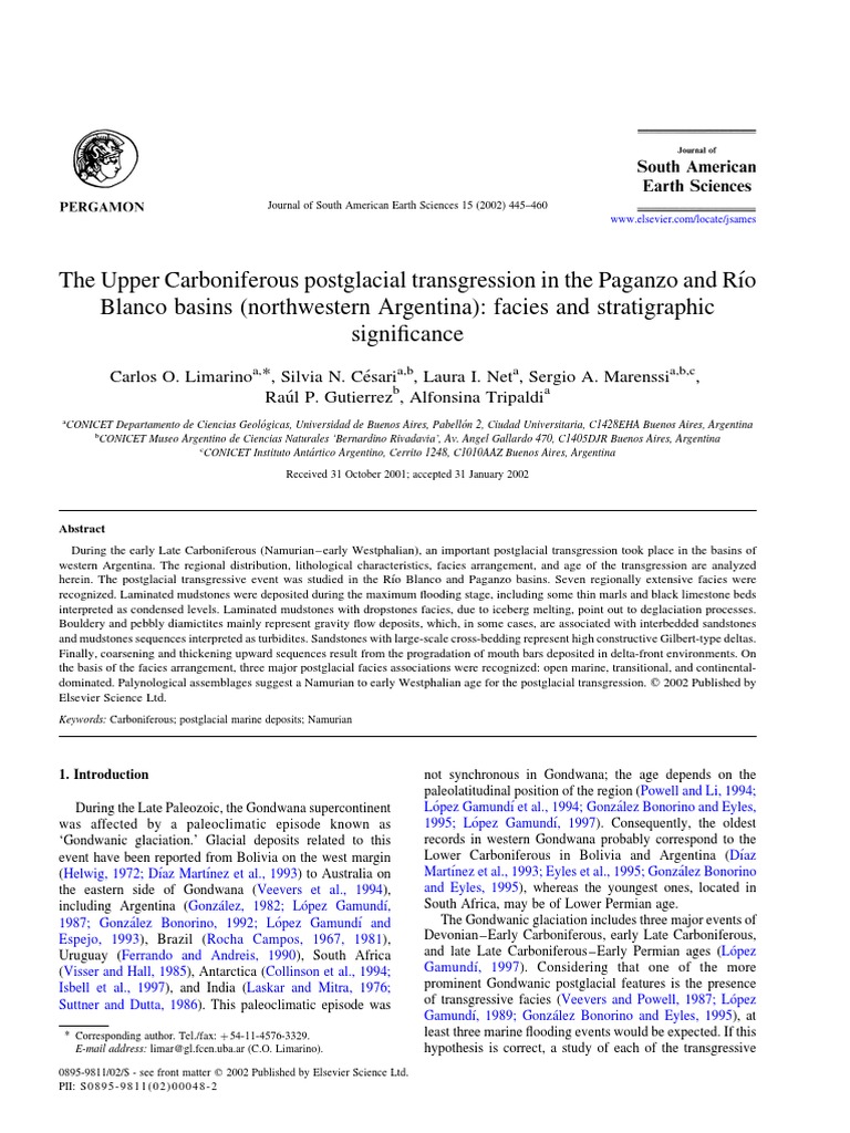 06 Limarino Et Al., 2002 - The Upper Carboniferous Postglacial ...