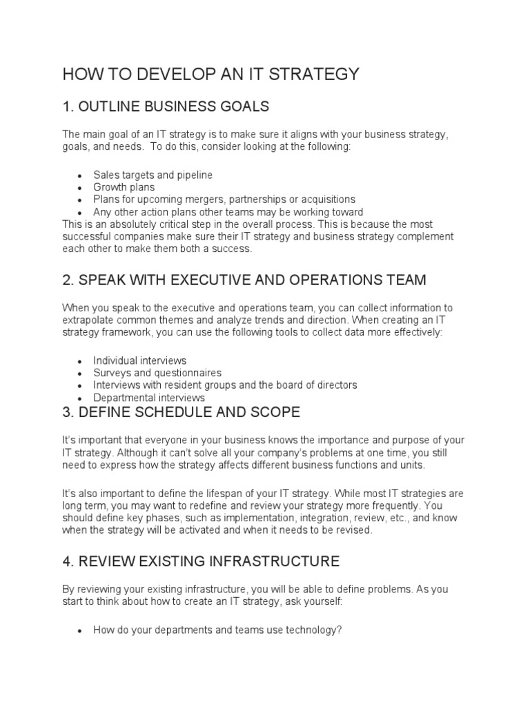 How To Develop An It Strategy | PDF | Outsourcing | Strategic Management