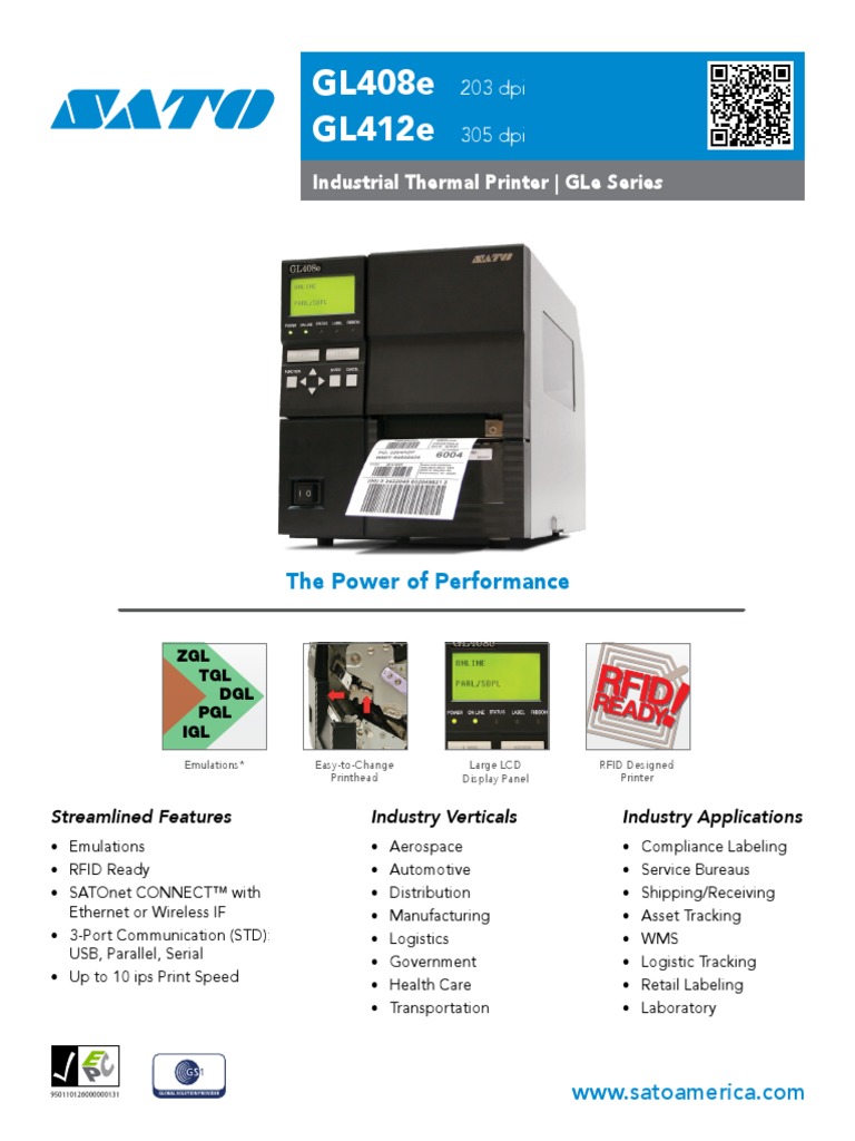 Gl408E Gl412E: Industrial Thermal Printer - Gle Series | PDF | Printer ...