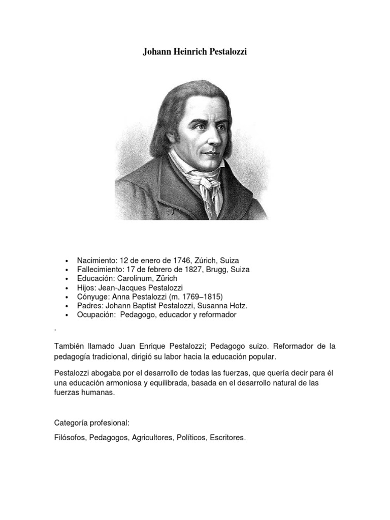 Johann Heinrich Pestalozzi | PDF