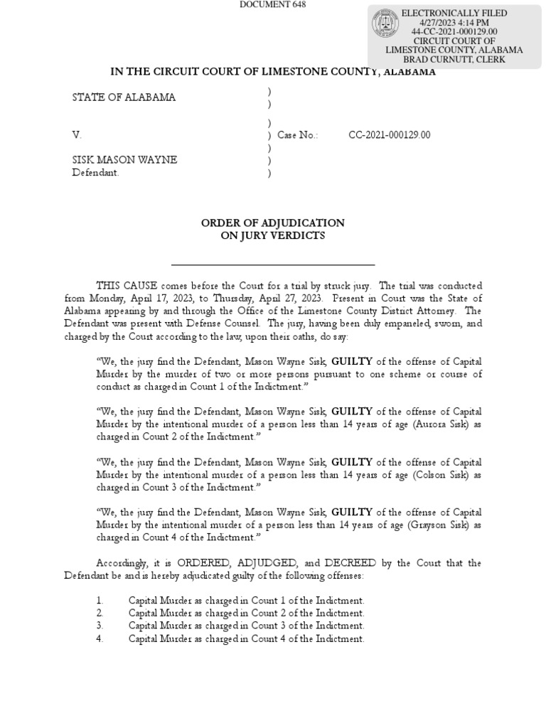 Mason Sisk Verdict April 2023 | PDF | Indictment | Wisconsin Circuit Courts