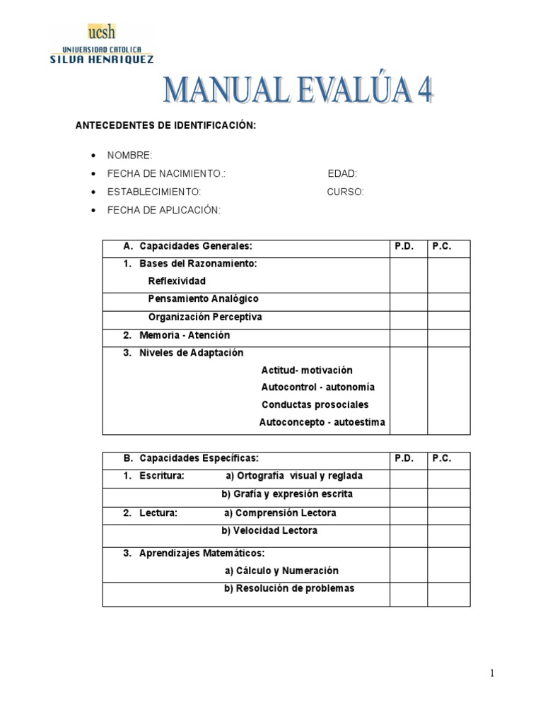 Manual Evalua - 4 | PDF | Pensamiento | Aprendizaje